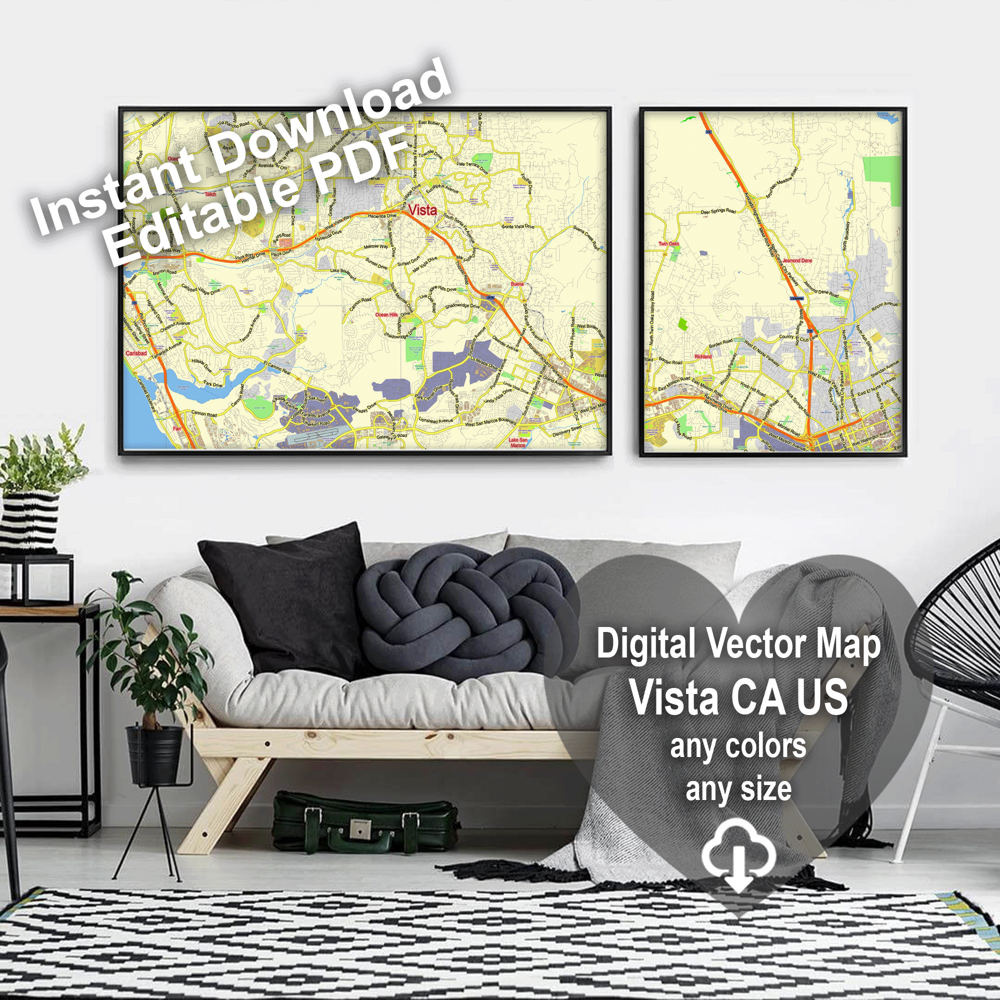 Vista California US editable layered PDF Vector Map – Maps in Vector ...