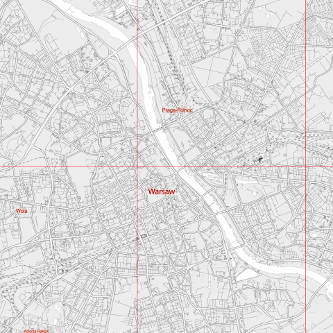 Warsaw Poland PDF Vector Map: City Plan Low Detailed (simple BLANK ...