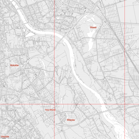 Warsaw Poland PDF Vector Map: City Plan Low Detailed (simple BLANK ...
