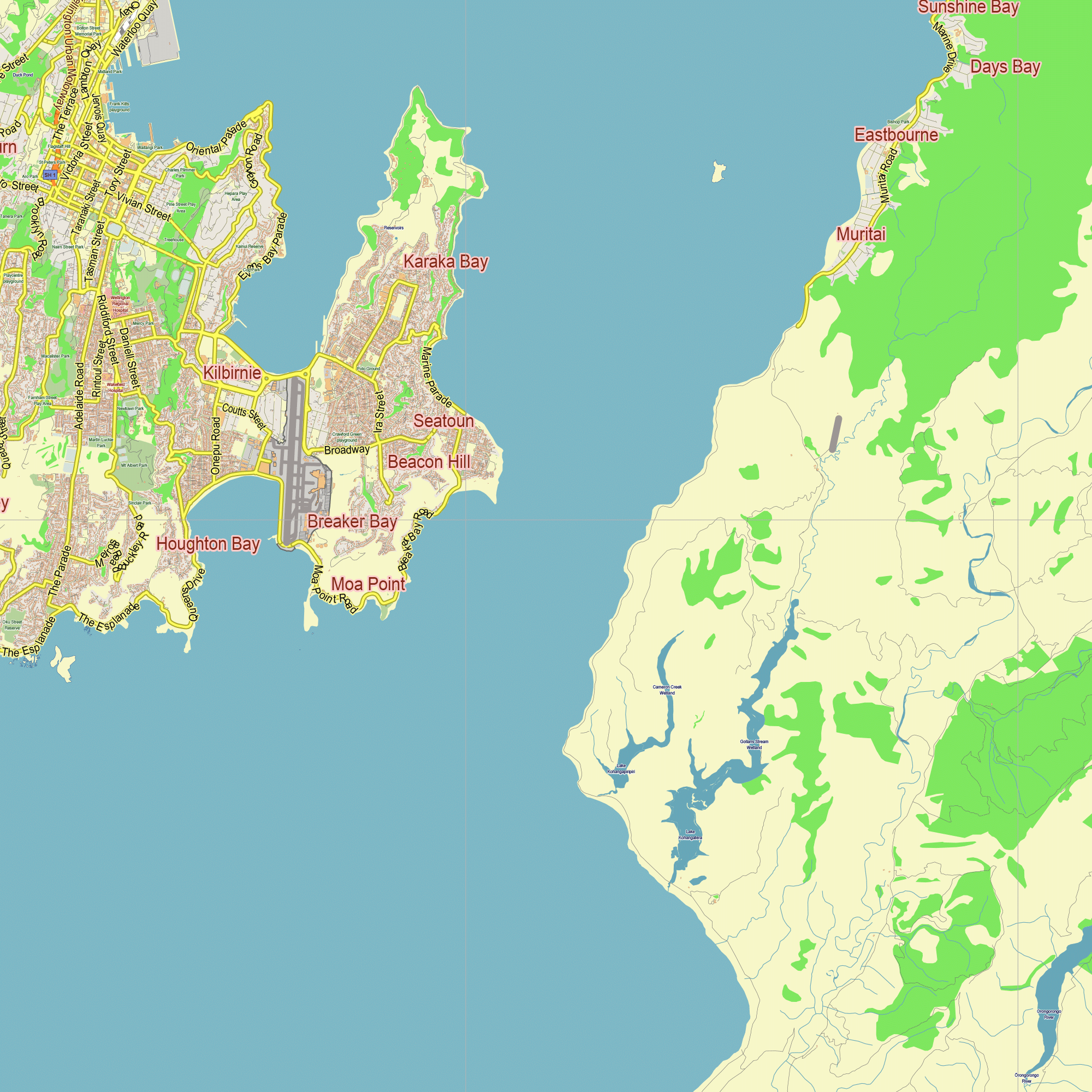 Wellington New Zealand editable layered PDF Vector Map Version 2