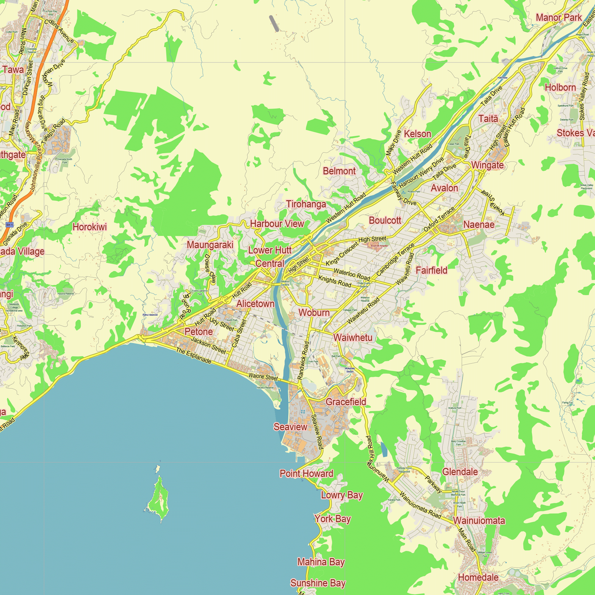 Wellington New Zealand editable layered PDF Vector Map Version 2 – Maps ...