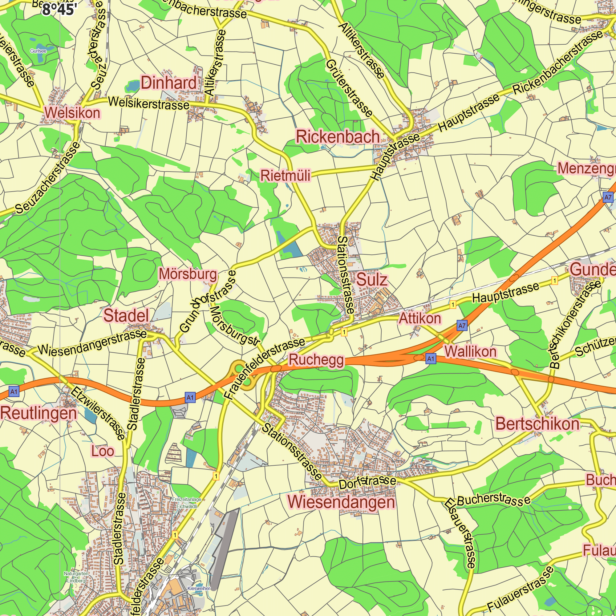 Winterthur Switzerland editable layered PDF Vector Map