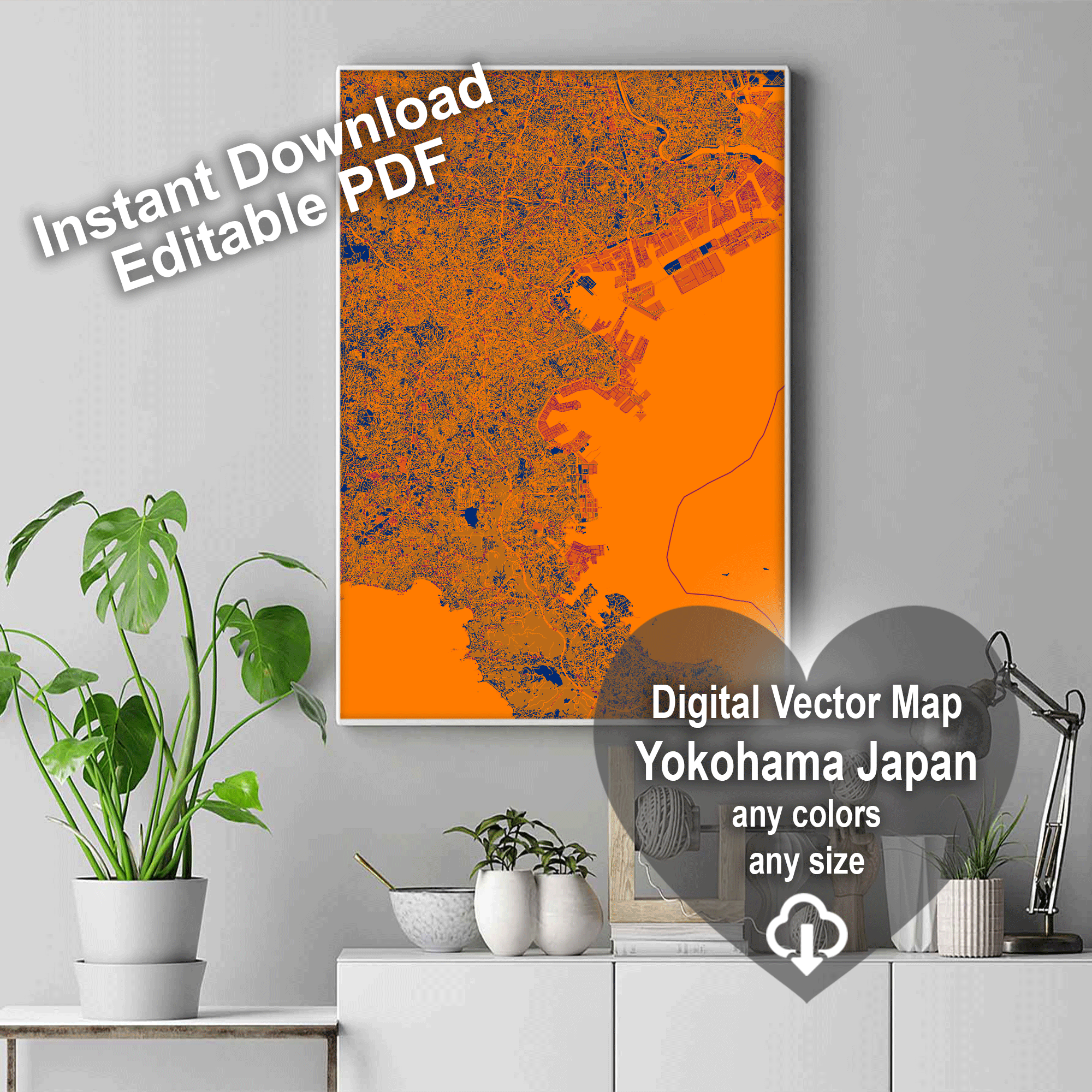 Yokohama Japan Editable Layered Pdf Vector Map Version 2