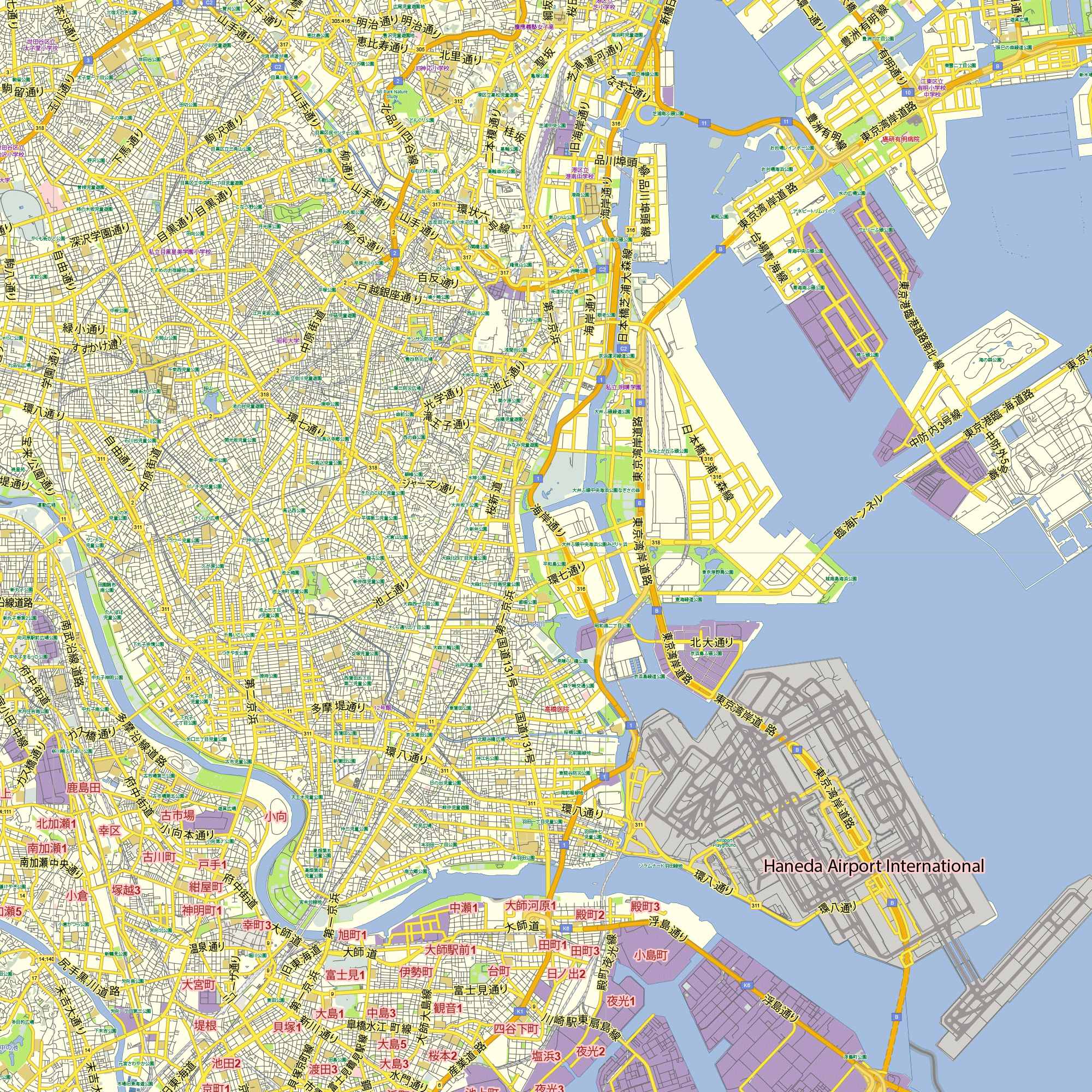 Yokohama Japan Editable Layered Pdf Vector Map Version 2