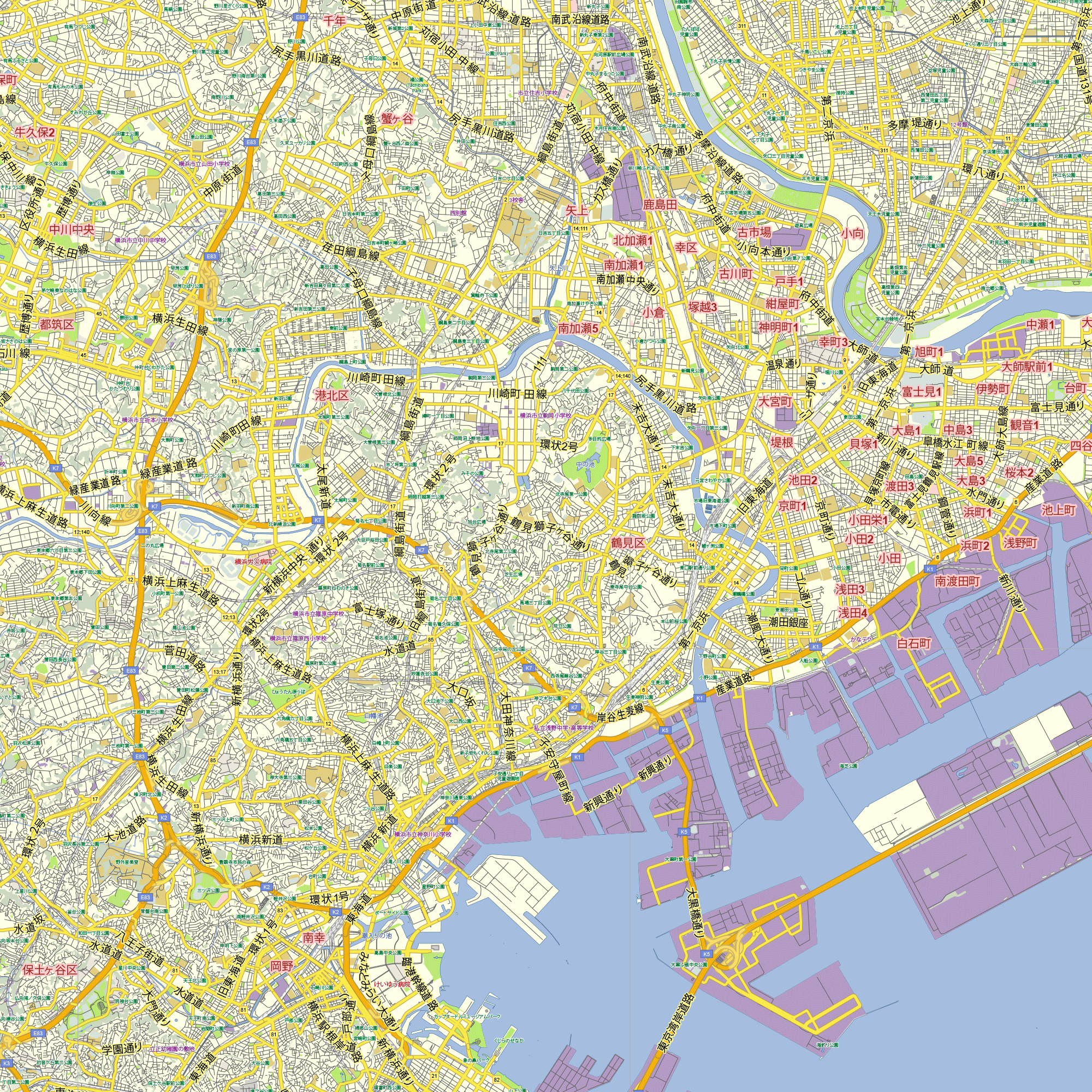 Yokohama Japan editable layered PDF Vector Map Version 2 – Maps in ...