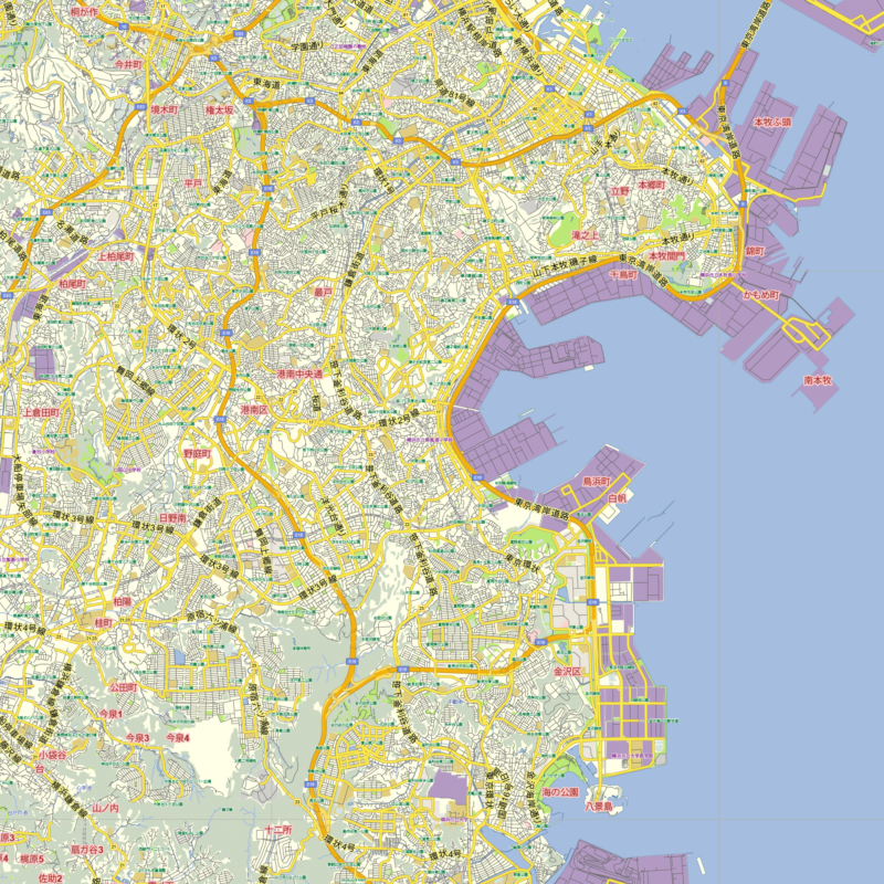 Yokohama Japan editable layered PDF Vector Map Version 2