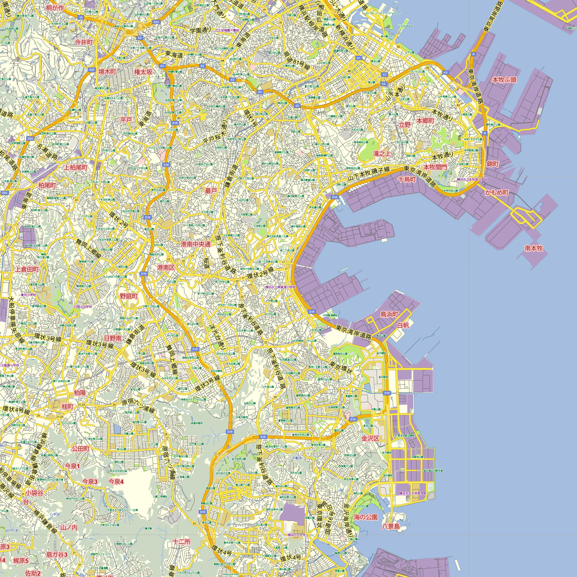 Yokohama Japan editable layered PDF Vector Map Version 2 – Maps in ...