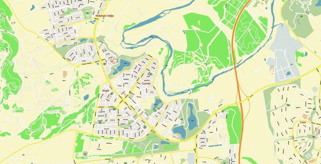 Canberra Australia Map Vector Exact High Detailed City Plan editable ...