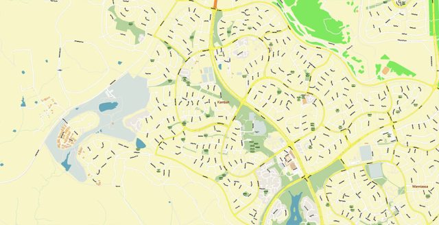 Canberra Australia Map Vector Exact High Detailed City Plan editable ...