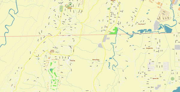 Chattanooga Tennessee US Map Vector Exact High Detailed City Plan ...