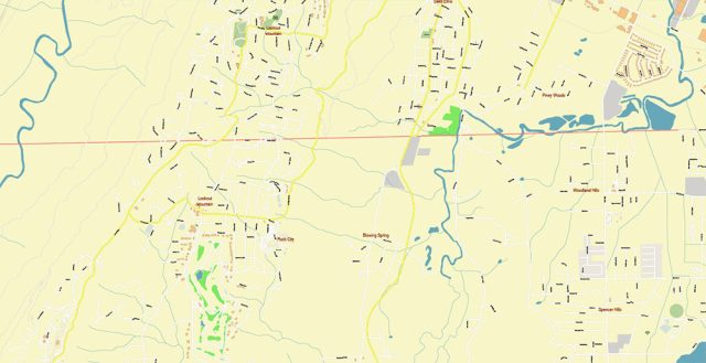 Chattanooga Tennessee US PDF Vector Map: Exact High Detailed City Plan ...