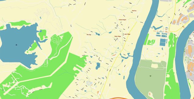 Chattanooga Tennessee US PDF Vector Map: Exact High Detailed City Plan ...