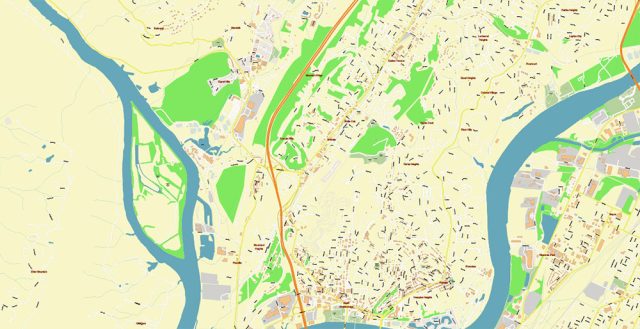 Chattanooga Tennessee US Map Vector Exact High Detailed City Plan ...