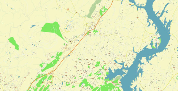 Chattanooga Tennessee US PDF Vector Map: Exact High Detailed City Plan ...