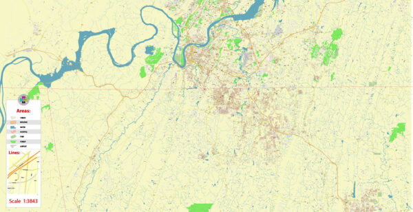 Chattanooga Tennessee US PDF Vector Map: Exact High Detailed City Plan ...