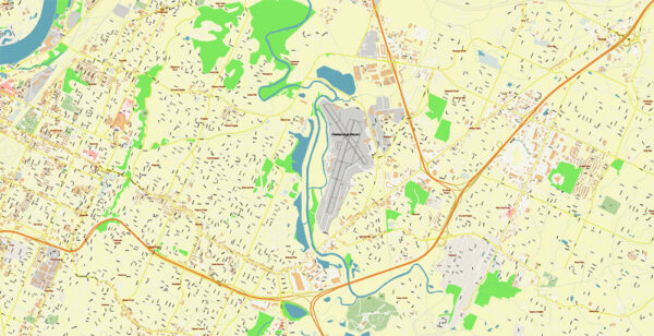 Chattanooga Tennessee US PDF Vector Map: Exact High Detailed City Plan ...
