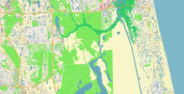 Jacksonville Florida US City Vector Map PDF: Exact High Detailed Urban ...