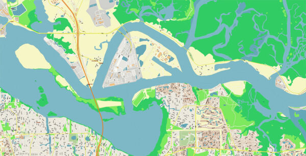 Jacksonville Florida US City Vector Map PDF: Exact High Detailed Urban ...