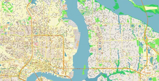 Jacksonville Florida US City Vector Map PDF: Exact High Detailed Urban ...