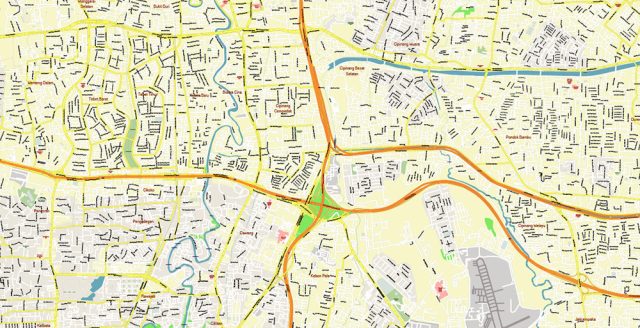 Jakarta Indonesia PDF Vector Map: Exact High Detailed City Plan ...