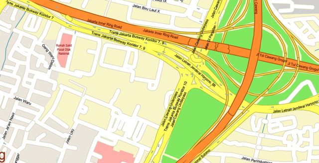 Jakarta Indonesia Map Vector Exact High Detailed City Plan editable ...