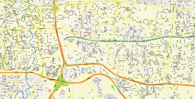 Jakarta Indonesia Map Vector Exact High Detailed City Plan editable ...