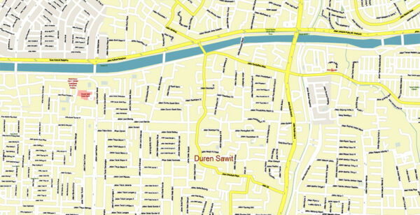 Jakarta Indonesia Map Vector Exact High Detailed City Plan editable ...