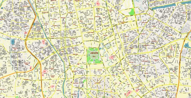 Jakarta Indonesia Map Vector Exact High Detailed City Plan editable ...