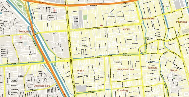Jakarta Indonesia PDF Vector Map: Exact High Detailed City Plan ...