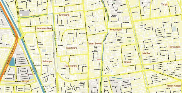 Jakarta Indonesia Map Vector Exact High Detailed City Plan editable ...