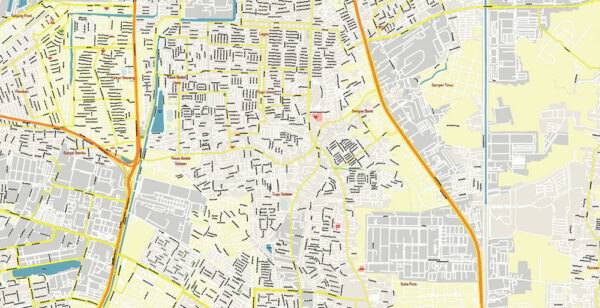 Jakarta Indonesia Map Vector Exact High Detailed City Plan editable ...