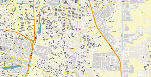 Jakarta Indonesia Map Vector Exact High Detailed City Plan editable ...