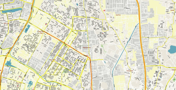 Jakarta Indonesia Map Vector Exact High Detailed City Plan editable ...