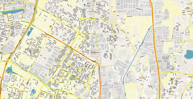 Jakarta Indonesia Map Vector Exact High Detailed City Plan editable ...