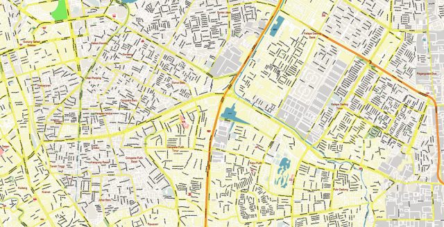 Jakarta Indonesia PDF Vector Map: Exact High Detailed City Plan ...