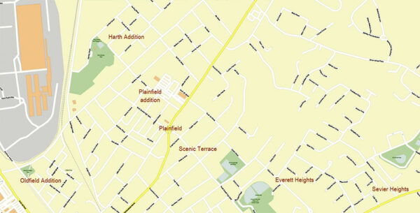 Knoxville + Oak Ridge Tennessee US Map Vector Exact High Detailed City ...