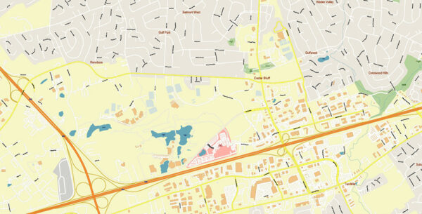 Knoxville + Oak Ridge Tennessee US Map Vector Exact High Detailed City ...
