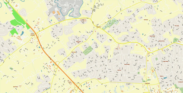Knoxville + Oak Ridge Tennessee US Map Vector Exact High Detailed City ...