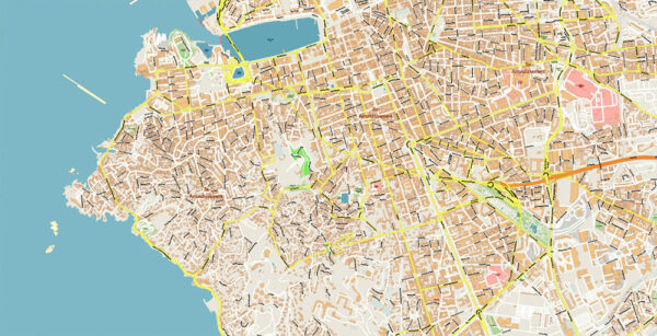 Marseille France City Vector Map PDF: Exact High Detailed Urban Plan ...