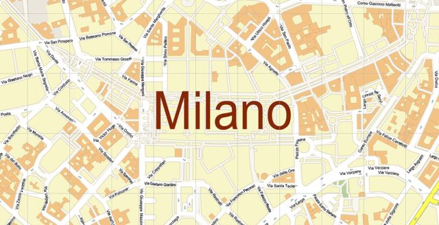 Milan / Milano Italy City Vector Map Exact High Detailed Urban Plan ...