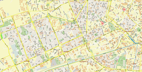 Milan / Milano Italy City Vector Map Exact High Detailed Urban Plan ...