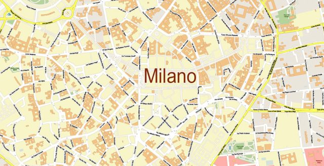 Milan / Milano Italy City Vector Map Exact High Detailed Urban Plan ...