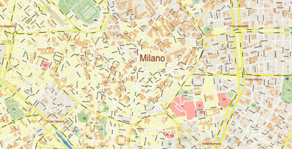 Milan / Milano Italy City Vector Map Exact High Detailed Urban Plan ...