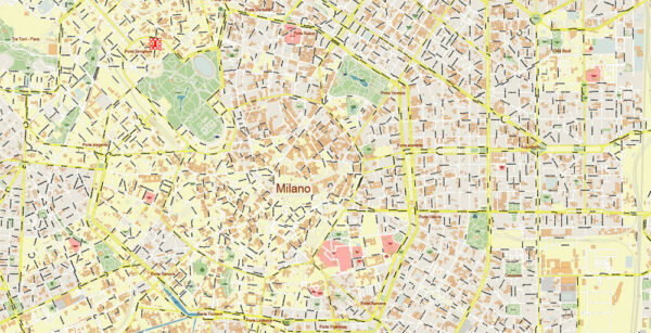Milan / Milano Italy City Vector Map Exact High Detailed Urban Plan ...