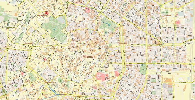 Milan / Milano Italy City Vector Map PDF: Exact High Detailed Urban ...
