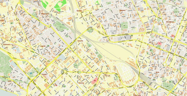 Milan / Milano Italy City Vector Map Exact High Detailed Urban Plan ...