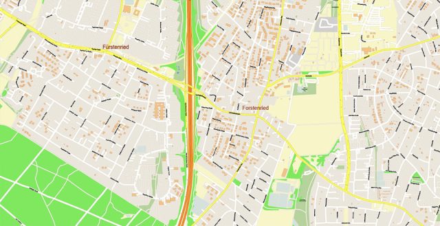 Munich Munchen Germany Map Vector Exact High Detailed City Plan ...