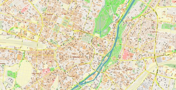 Munich Munchen Germany PDF Vector Map: Exact High Detailed City Plan ...