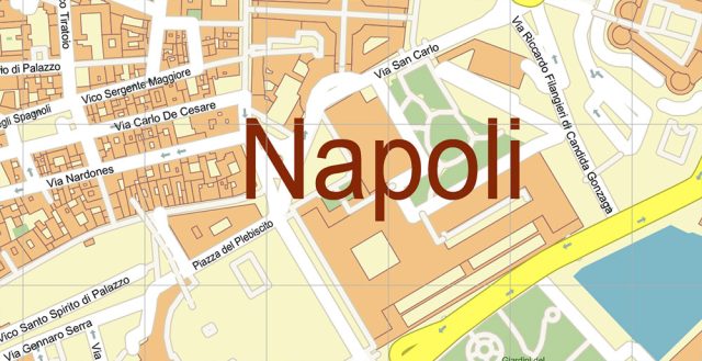 Naples Napoli Italy Map Vector Exact High Detailed City Plan editable ...
