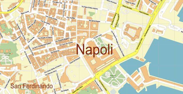 Naples Napoli Italy Map Vector Exact High Detailed City Plan editable ...